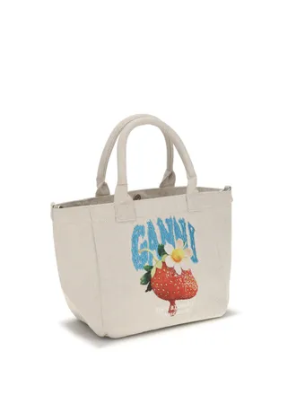 Ganni Womens Small Easy Shoulder Bag With Strawberry Print Sunlight Polyester