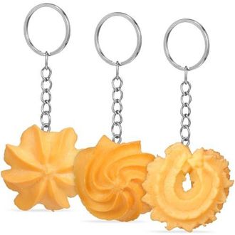 BESTONZON Lot de 3 Porte-Clés à Biscuits en PVC Anneau Acier Inoxydable Modèle Cookie Décoratif Léger et Compact Porte-Clés de Biscuit pour Paquet à Main Cartab