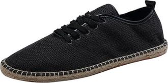 Generic Espadrilles en toile pour homme - Chaussures dété à lacets - Légères et décontractées - Dessus tissé respirant - Semelle plate douce - Bordure en jute