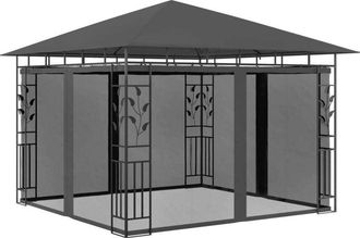 vidaXL Vidaxl - Belv&eacute;d&egrave;re avec moustiquaire 3x3x2,73 m Anthracite 180 g/m&sup2;