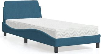 vidaXL Lit avec matelas bleu 90x190 cm velours Vidaxl