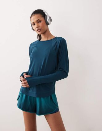 Sweaty Betty Breathe Easy - Top manches longues en tulle - Vert profond
