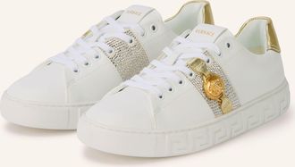 Versace Sneaker Mit Schmucksteinen weiss