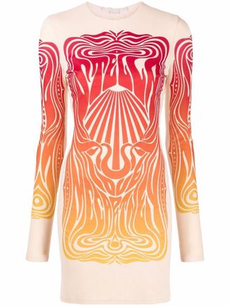 Stella McCartney Minikleid mit abstraktem Print - Nude