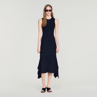 Sandro Gemustertes Pointelle-Kleid