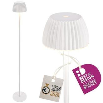 Briloner Riffle LED Stehlampe kabellos IP44 mit Touch, dimmbar, Memoryfunktion, Akku tauschbar, Akku Stehleuchte, Leselampe, Wohnzimmerlampe, German Design Awa