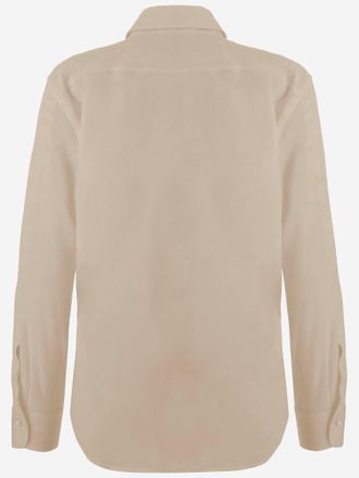 Her Shirt Womens Stretch Silk Shirt Beige