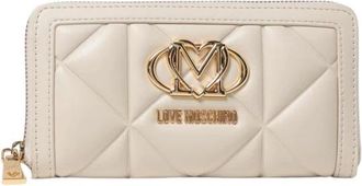 Love Moschino Femme, Accessoires, Beige, Taille: ONE Size Portefeuille zipp&eacute; matelass&eacute; ivoire