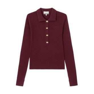 Ganni Femme, Pulls, Violet, Taille: 40 FR Polo Tricot&eacute;