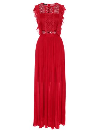 Apart Fashion APART Abendkleid Kleid aus semitransparentem Georgette und transparenter Netzware, rot, 42