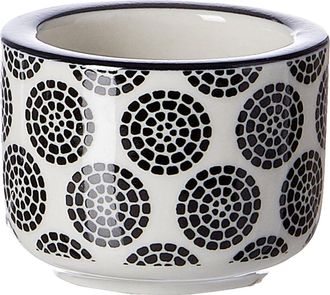 Ritzenhoff & Breker Takeo Circles Teelichthalter, 6 cm, Runder Kerzenhalter mit vollflächigem Dekor, Skandinavisches Design, Mix-&-Match-Dekoration, Porzellan, Weiß und S