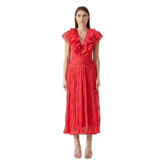 Sabina Mus&aacute;yev Langes Kleid mit R&uuml;schen und Drapierung - - Dresses - Damen - Rot - M