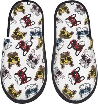 Generic Pantoufles De Voyage Bouledogue Fran&ccedil;ais Mignon Et Cool R&eacute;utilisables Accueil Pantoufles Chaud Chaussons Pour Automne Camping Femmes M