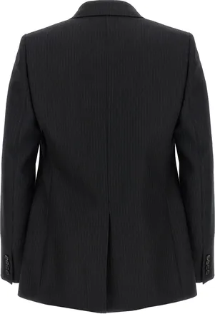 Saint Laurent Pinstripe Wool Blazer - Charcoal