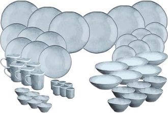 Bj&ouml;rn Borg CLOUD Geschirrset STORM GREY SR-COCLG26 BJORN, 48-teilig, Steinzeug mit reaktiver Glasur, Hellgrau, Komplettservice f&uuml;r 6 Personen, Sp&uuml;lmaschinen- und