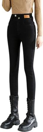 Onsoyours Jeans Polaire Femme Hiver Chaud Thermiques Jeans Pant Slim Taille Haute Skinny Stretch Epais Leggings Pantalon en Denim Jegging Décontracté Trousers B