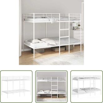 vidaXL Hochbett - Etagenbett ohne Matratze Wei&szlig; 100x200 cm Stahl