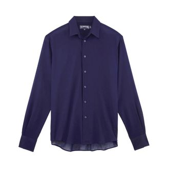 Vilebrequin Leichtes Solides Unisex-Baumwollvoile-Hemd - - Shirts - Herren - Blau - 3XL