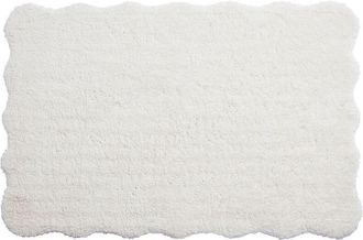 Vente-Unique Tapis shaggy &agrave; poils longs bords ondul&eacute;s - 160 x 230 cm - Blanc - NERIDA