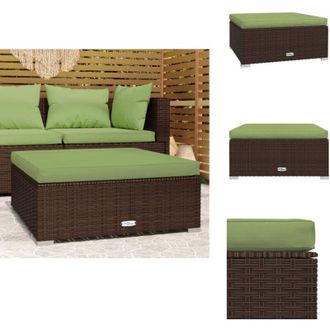 vidaXL Vidaxl - Repose-pied de jardin et coussin Marron 70x70x30 cm Poly rotin - Repose Pied Jardin - Fauteuil De Jardin - Salon De Jardin - Meubles De