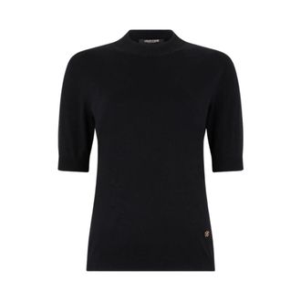 Roberto Cavalli Schwarzer Mock Neck Sweater mit Monogramm RC - - Knitwear - Damen - Schwarzk - L