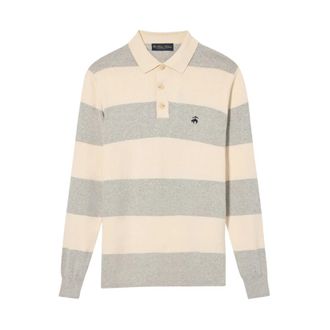 Brooks Brothers Gestreiftes Baumwoll-Kaschmir-Rugby-Strickpolo - - Knitwear - Herren - Grau - S