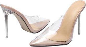 BESPORTBLE Uonlytech Sandales &agrave; Talons Hauts Fins Transparentes pour Femme Pointues Couleur Beige Amande Taille 36 Eu365 Us6 Uk35 Chaussures &Eacute;l&eacute;gantes pour Soir&eacute;