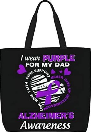 Generic Sac Fourre-Tout Portez Du Violet Pour Mon P&egrave;re, Pour La Sensibilisation &Agrave; La Maladie DAlzheimer Femmes Sac &Agrave; Bandouli&egrave;re Pliable R&eacute;utilisable Sacs &Agrave; M
