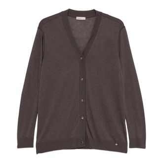 Herno Rippstrick-Cardigan mit V-Ausschnitt - - Knitwear - Damen - Braun - S