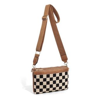 Generic Petit sac &agrave; bandouli&egrave;re vintage en nylon multi-poches avec bandouli&egrave;re r&eacute;glable et l&eacute;ger pour femme, travail, shopping, quotidien, marron, 350.00*220.