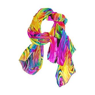 Mnsruu Écharpe longue à motif floral arc-en-ciel