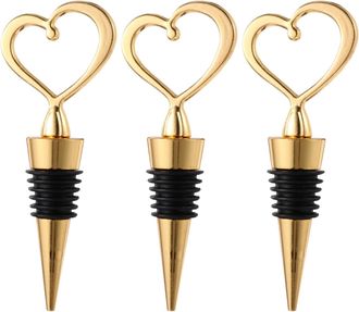 Valiclud 3St. Weihnachten Wein Stopfen Flaschenverschluss Metall Herz Form Flaschenkorken Flaschenstopfen Weinverschluss Weihnachten Hochzeit Neujahr Silvester