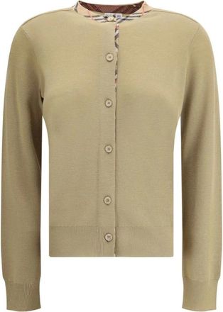 Burberry Femme, Pulls, Beige, Taille: 40 FR Cardigan Tricot &agrave; Carreaux