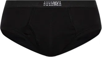 Maison Margiela Homme, Sous-v&ecirc;tements, Noir, Taille: 2XL Logo Briefs