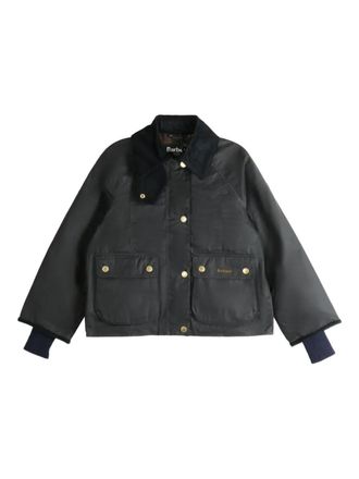 Barbour veste crop Beadnell &agrave; col en velours c&ocirc;tel&eacute; - Bleu