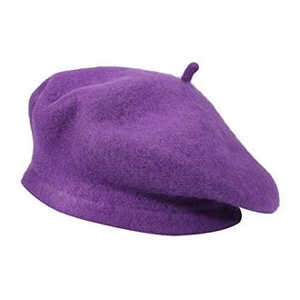ZLYC Femmes Classique Francais Laine Chapeau de B&eacute;ret(Violet fonc&eacute;),Taille Unique