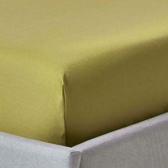 Homescapes Homescapes - Extra hohes Luxus Spannbettlaken 90x190 cm olivgr&uuml;n Satin-Spannbetttuch 100% &auml;gyptische Baumwolle Bettlaken mit Gummizug Fadendichte 1000
