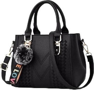 Generic Sac à main en cuir avec broderie pour femme, Noir, Taille unique