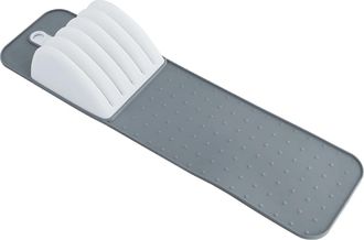 Generic Messerablage mit 5 Schlitzen für Schublade, kompakt, Messermatte, rutschfest, Einsatz für Küche, grau und weiß, Besteck-Aufbewahrungslösung, passend f