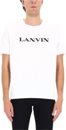 Lanvin Gesticktes Baumwoll-T-Shirt - - Tops - Herren - Wei&szlig; - L