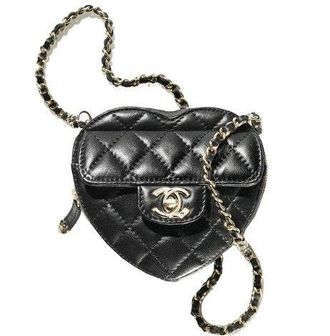 Chanel Small Black Lambskin Heart Bag