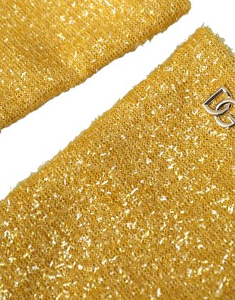 Dolce & Gabbana Womens Gold Lurex Fantasia Mid Arm Length Gloves