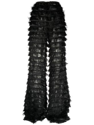 Alberta Ferretti Ausgestellte Hose mit Fransen - Schwarz