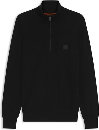 BOSS Herren Kanobix S Pullover aus Baumwolle und Kaschmir mit Troyerkragen Schwarz001 M
