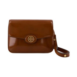 Tory Burch Femme, Sacs, Brun, Taille: ONE Size Sac &agrave; bandouli&egrave;re en cuir marron avec fermoir magn&eacute;tique