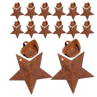 Cabilock 48 St&uuml;ck Rustikales Weihnachtsglocken mit Verrosteten Metallsternen und Kleinen Gl&ouml;ckchen zum Basteln Weihnachtsbaum H&auml;ngedekoration f&uuml;r Selbstgemacht