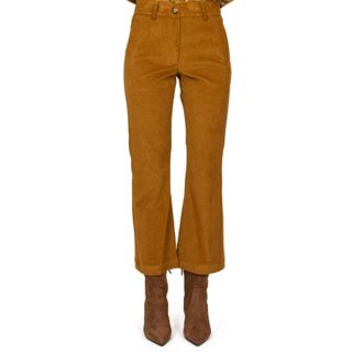 Momoni Femme, Pantalons, Brun, Taille: 40 FR Pantalon &eacute;vas&eacute; en coton avec style cigare