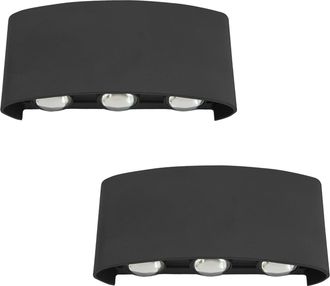 Loyal 2 Stück 3W LED Außenlampe black Wandlampe Innen/Außen 3000K Wandlampe Innen LED Warmweiß Rechteckig Einstellbarer Abstrahlwinkel Wandlampe IP65