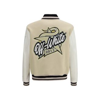 Off-white Mens Beige Wool Oves Aries Bomber Clothing