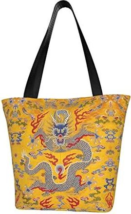 AOOEDM Ancien Chinois Dynastie Qing ErorS Dragon Sac d&Eacute;picerie R&eacute;utilisable Sac &agrave; Provisions Sac &agrave; Bandouli&egrave;re D&eacute;contract&eacute; Sac &agrave; Main pour Hommes Femmes ECO 